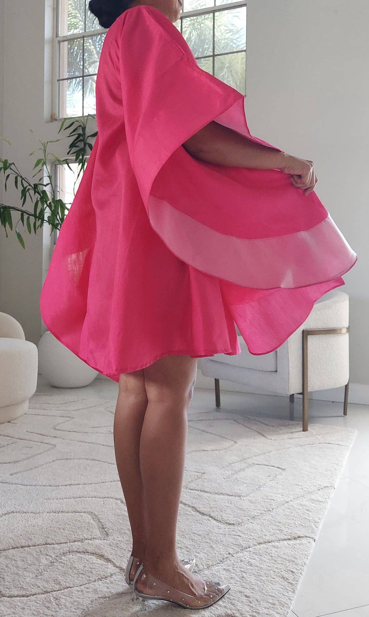 Faux Silk Wing Dress/Poncho Dress/ Wing Sleeves-Fuchsia – MADDGEAR BOUTIQUE